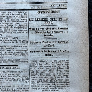 Original 1876 General Custers Last Stand, Battle of Little Bighorn Wild ...