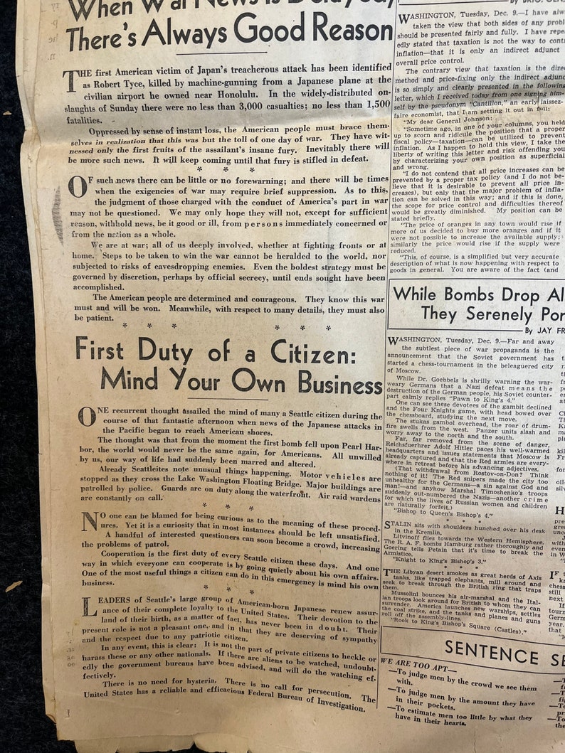 1941 WW2 New York Air Raid Hoax December 9th Invasion of - Etsy