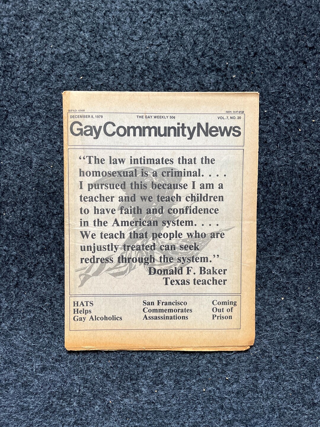 1980s LGBT Texas Donald Baker Newspaper, LGBTQIA Memorabilia, Queer ...
