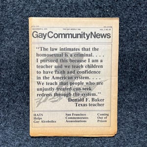 1980s LGBT Texas Donald Baker Newspaper, LGBTQIA Memorabilia, Queer ...