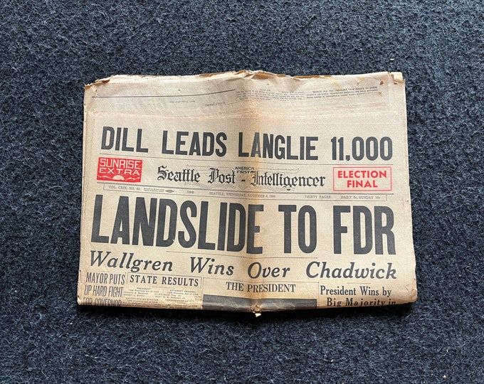 1940 FDR Wins Historic 3rd Term, Historic Gifts, Vintage Newspaper, WW2 ...