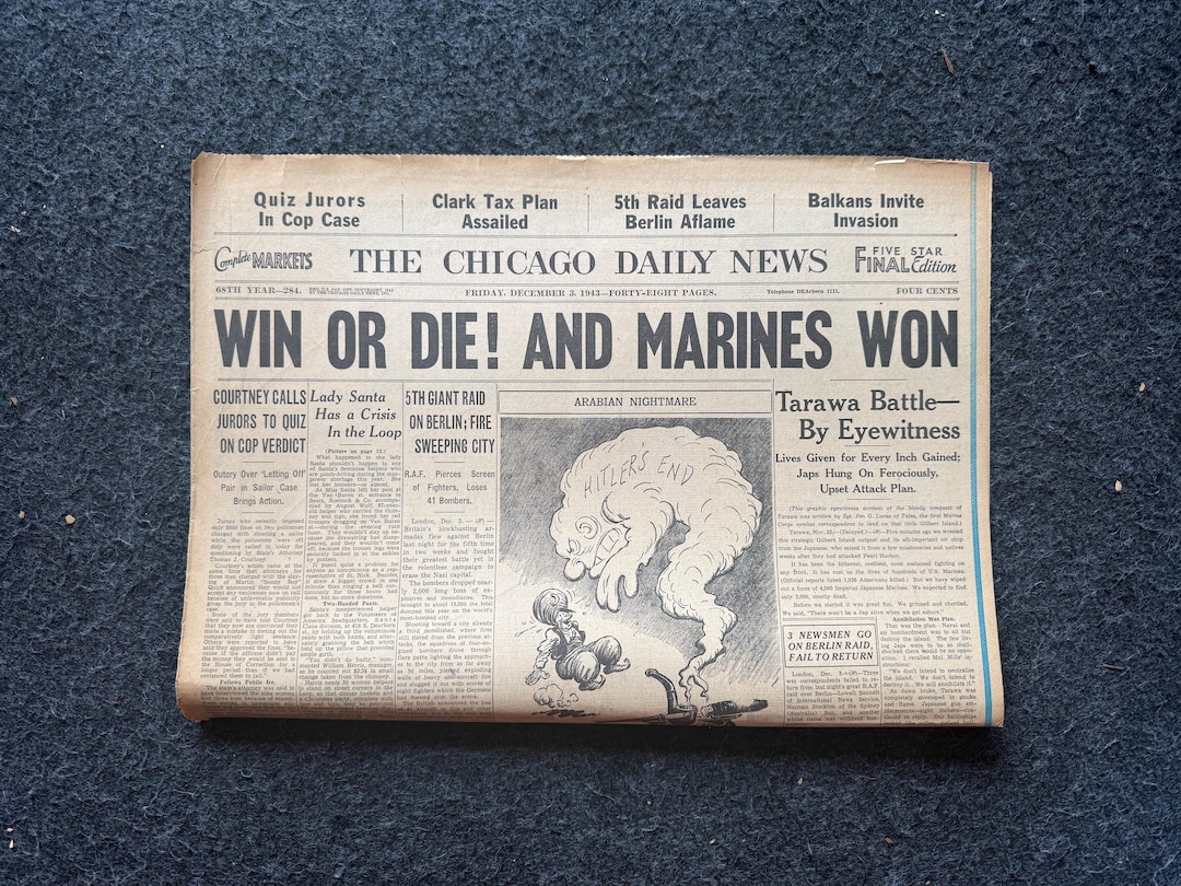 Late WW2 Newspaper, Allied Invasion of Germany FRONT PAGE ONLY ...