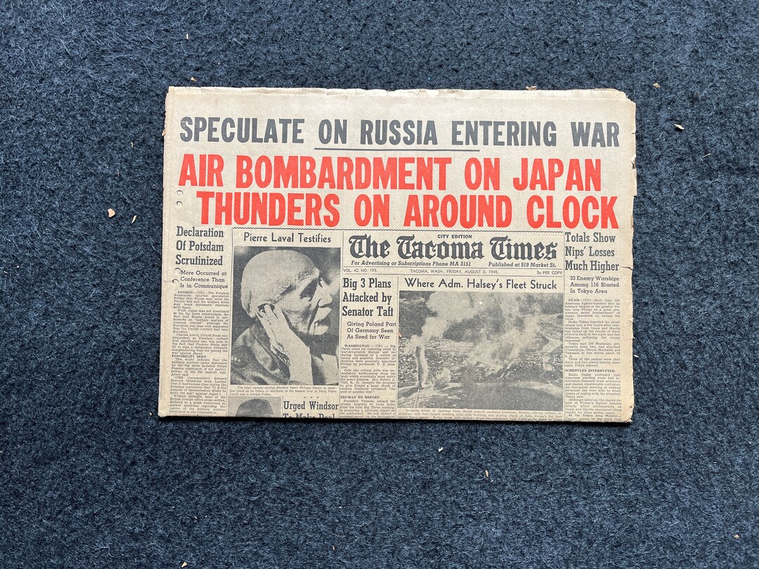 1945 Fire Raids on Japan - Late WW2 Pacific Theatre Newspaper, Vintage ...