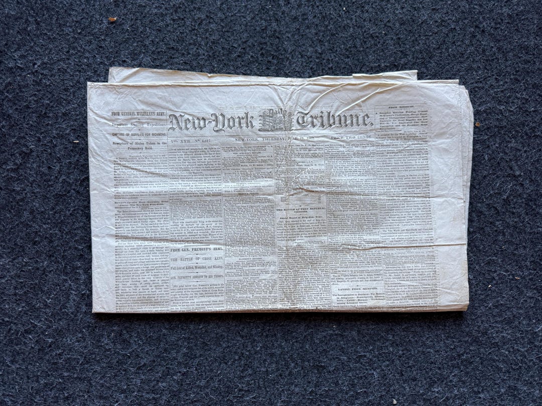 1862 Civil War Newspaper: Battle of Cross Keys - Antique Military ...