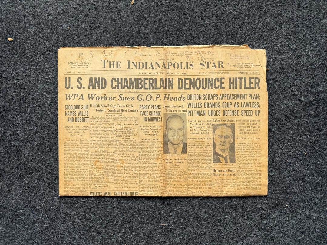 1939 Newspaper: Chamberlain Denounces Germany - Pre-wwii Historic Front ...