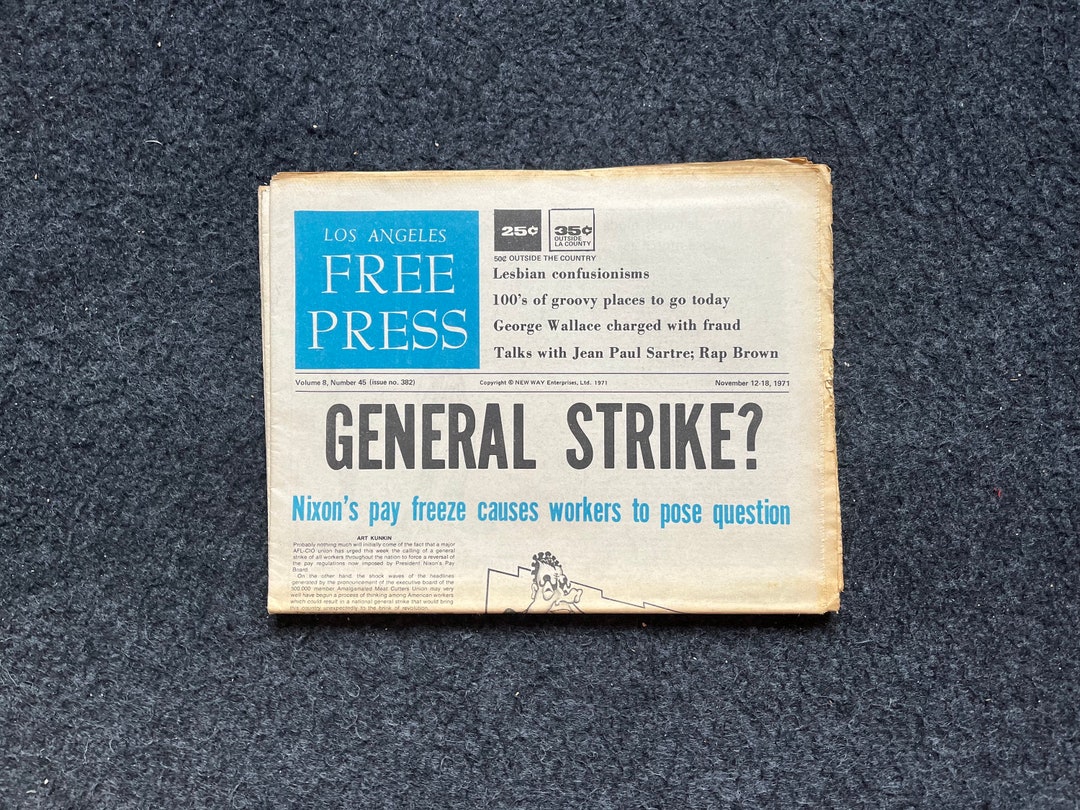 Vintage 1970s Underground Newspaper: Los Angeles Free Press, Black ...