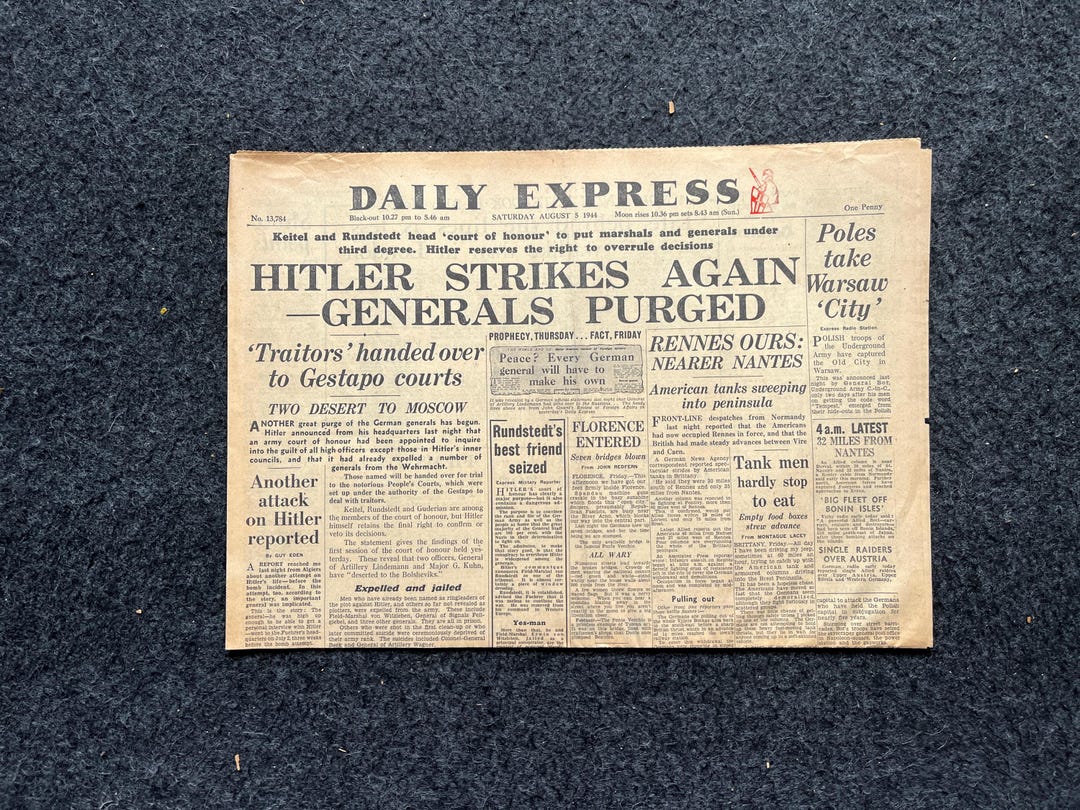 Late WW2 Newspaper, Allied Invasion of Germany, Original Vintage ...