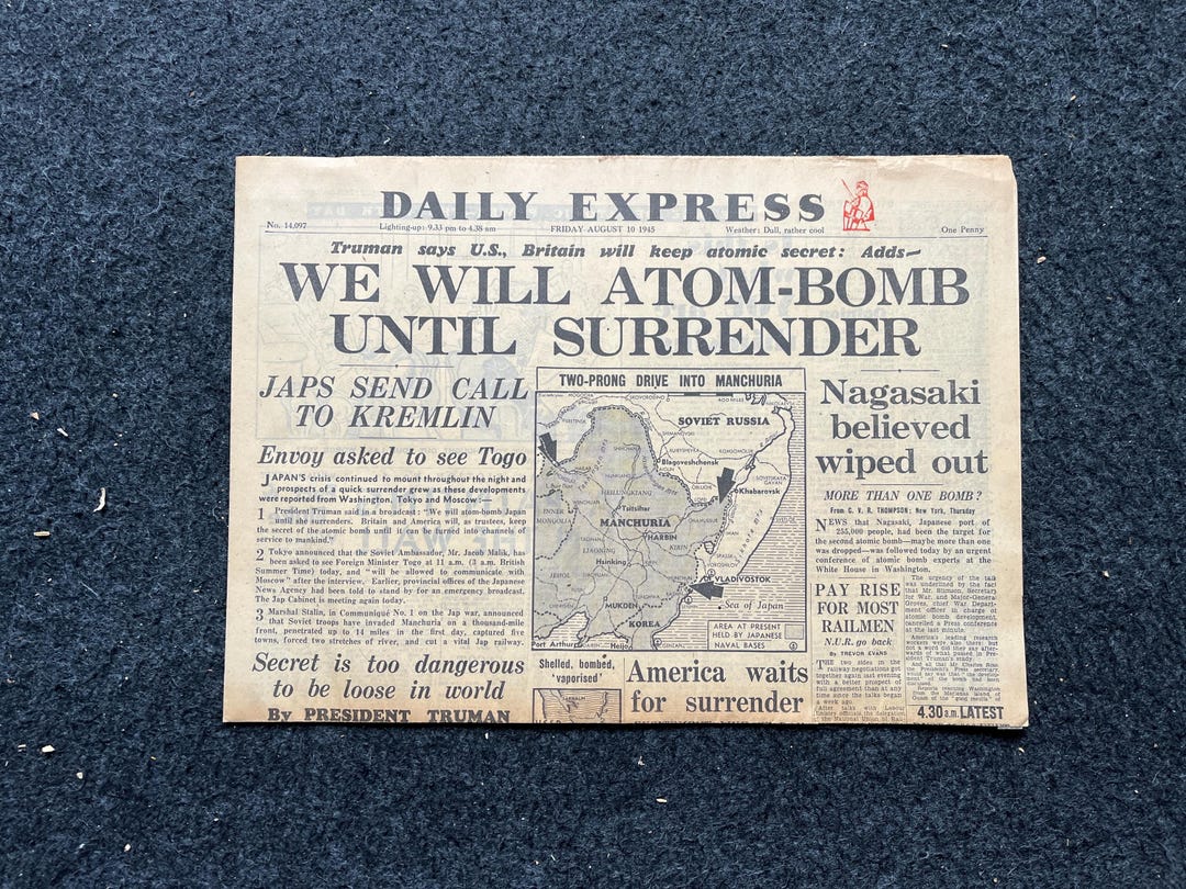 WW2 1945 Atomic Bombing of Hiroshima World War 2 Memorabilia, WW2 ...