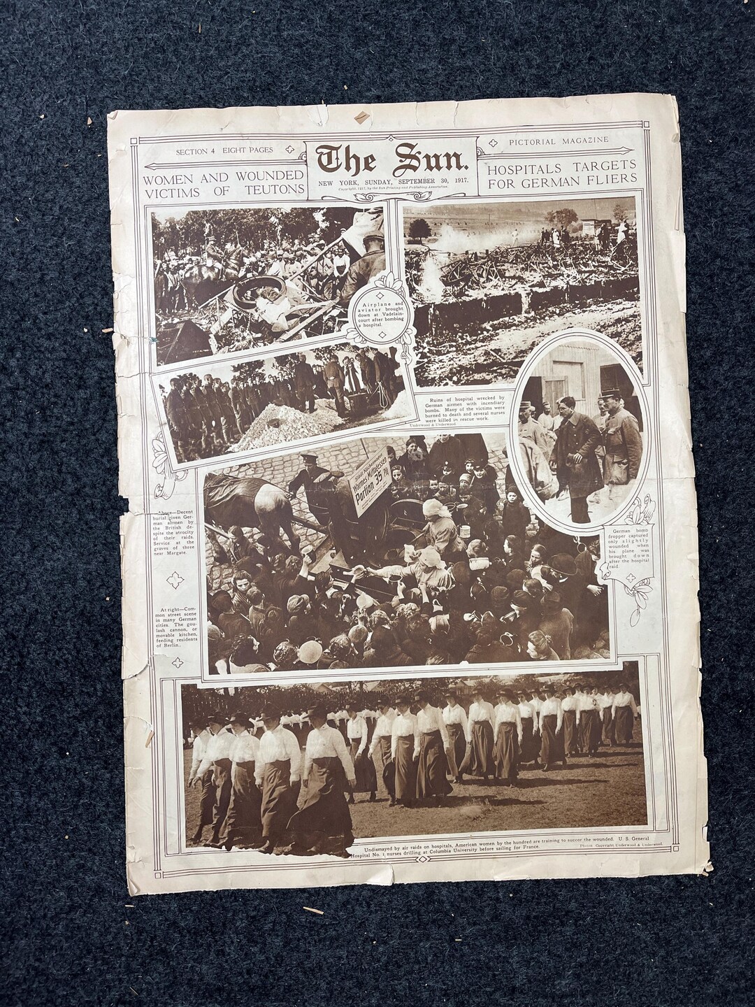 WWI Vintage Newspaper Pictorial Section, World War One Memorabilia and ...