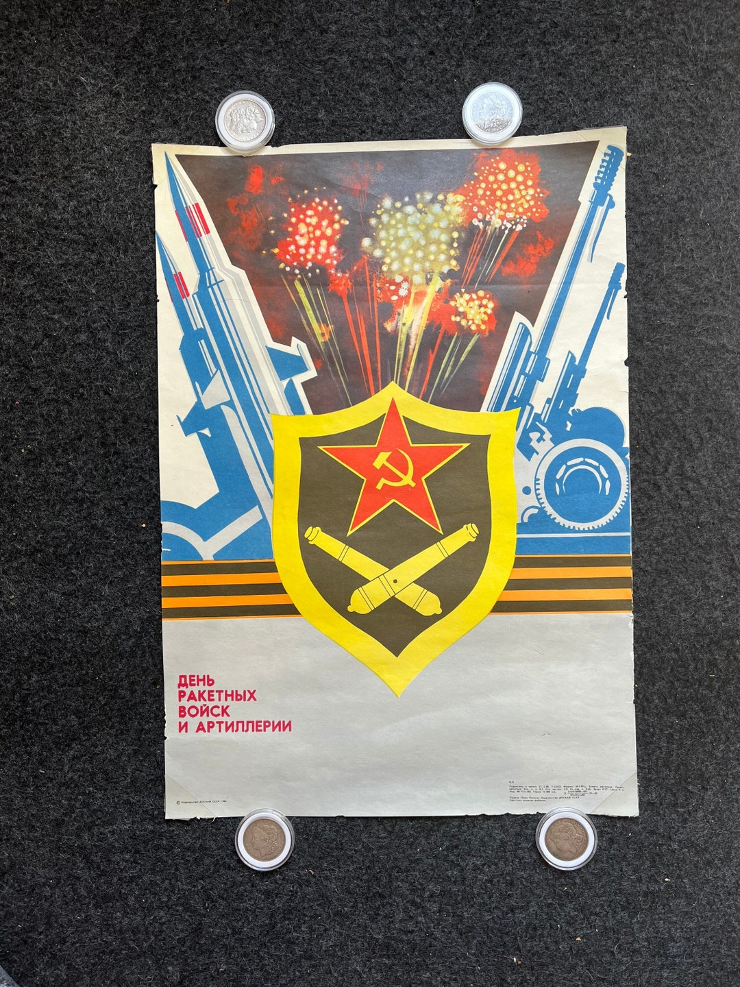 1980s USSR Soviet Union Artillery Propaganda Poster, Vintage Poster ...