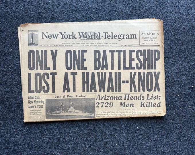 1941 Pearl Harbor Attack WW2 Memorabilia, WW2 Antique Gifts, Vintage ...