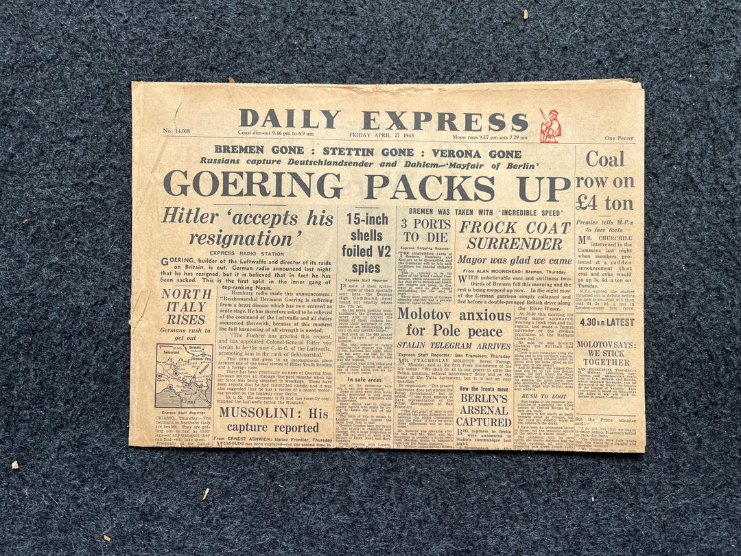 Late WW2 Newspaper, Allied Invasion of Germany, Original Vintage ...