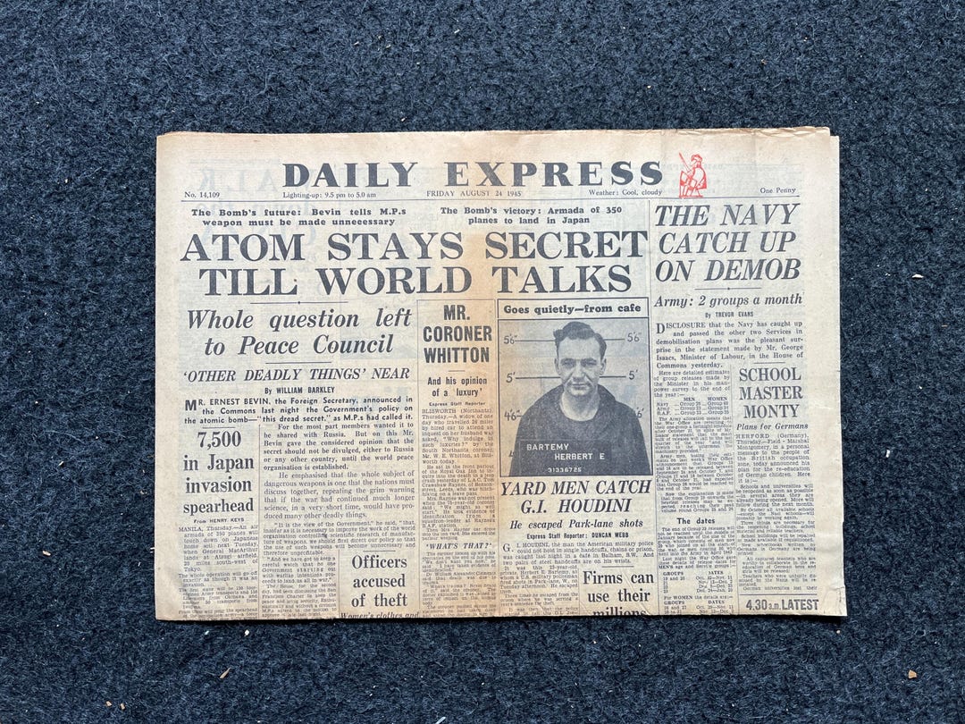 WW2 1945 Atomic Bombing of Hiroshima - World War 2 Memorabilia, WW2 ...