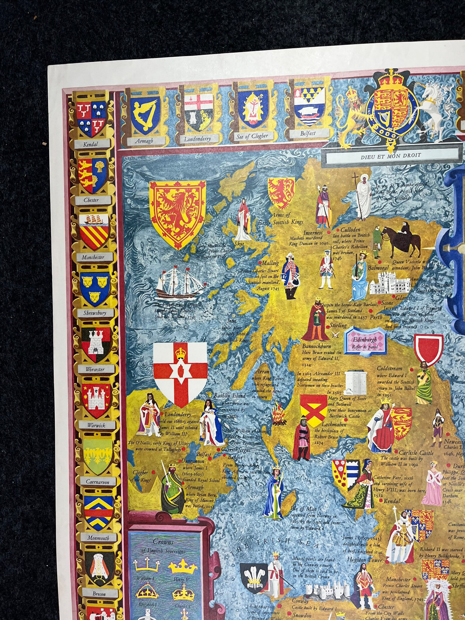 1950s Map of Royal Britain Travel Poster -the British Travel and ...