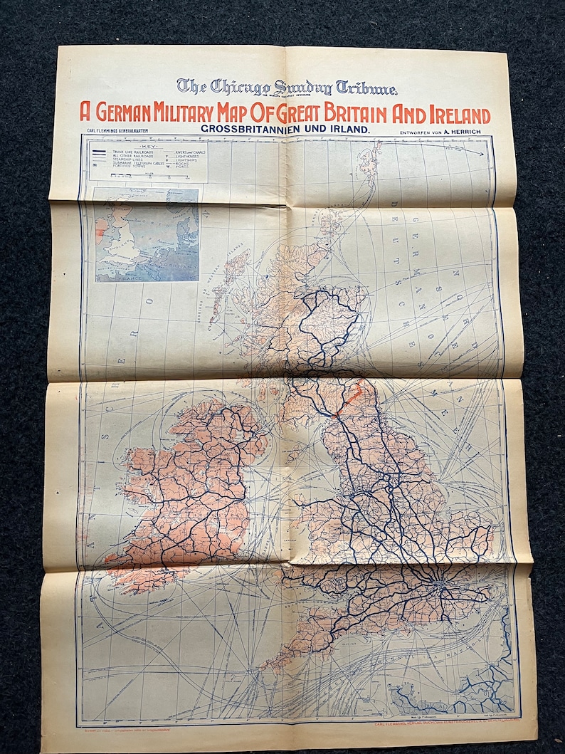 1914 WWI Great Britain Map England Maps Decor World War I Map - Etsy Canada