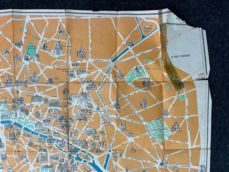 Original 1929 Paris Map Paresian Map of France Vintage | Etsy