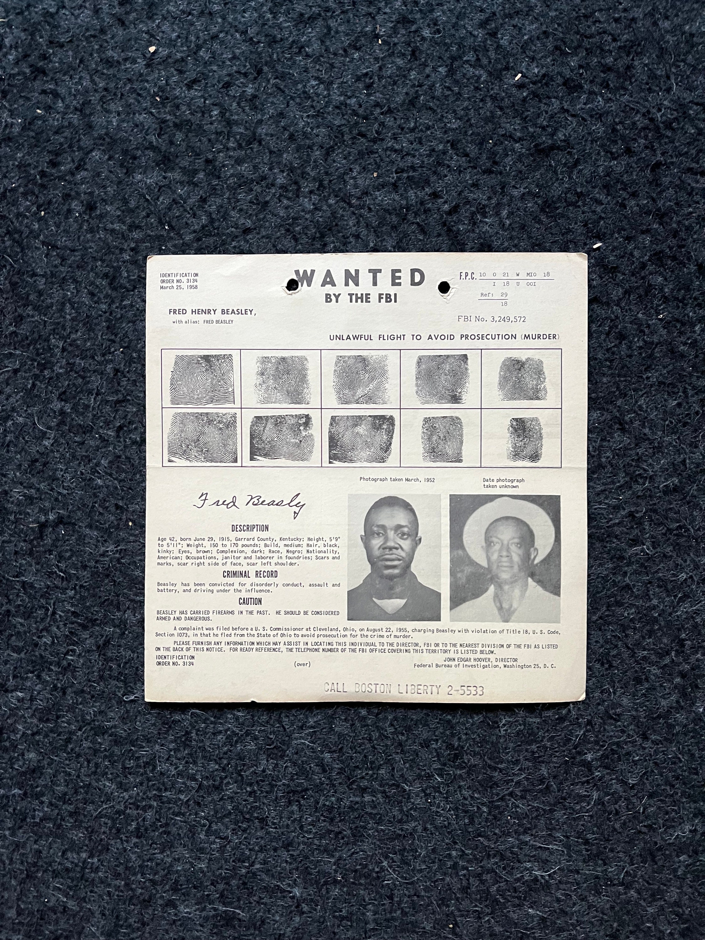 1950s FBI Wanted Poster Vintage Serial Killer Memorabilia - Etsy Australia