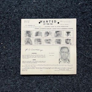 1950s FBI Wanted Poster, Vintage Serial Killer Memorabilia, Police Law ...