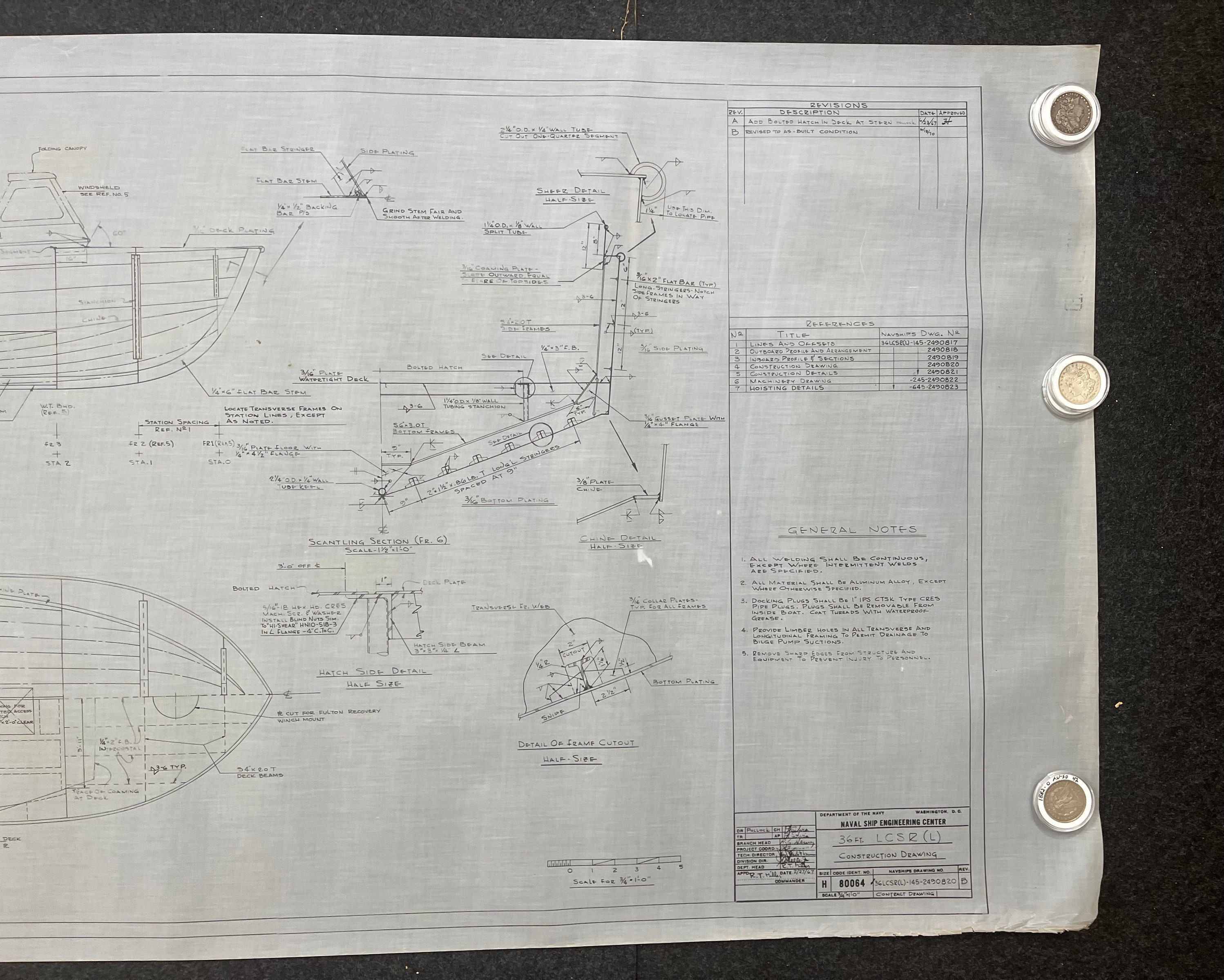 Original US Navy Ship Blueprint - LSCR Naval Boat Blueprints and Graphs ...