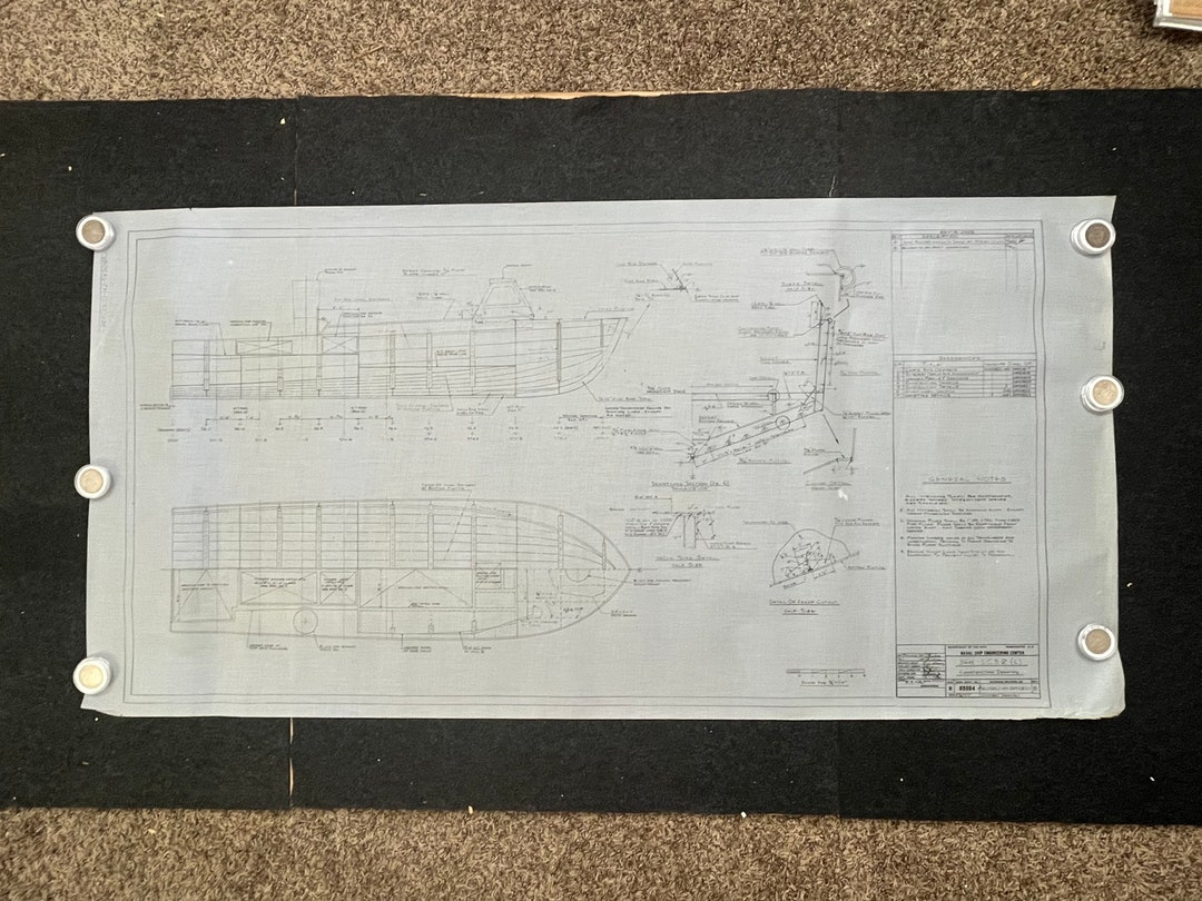 Original US Navy Ship Blueprint - LSCR Naval Boat Blueprints and Graphs ...