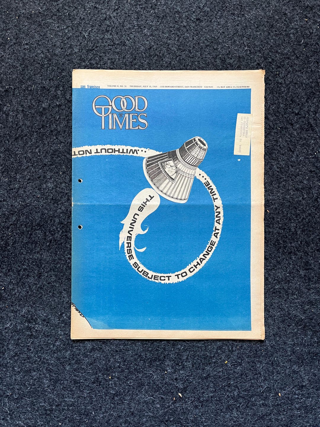 1969 Moon Landing Leftist Zine Vintage Good Times Newspaper, Black ...