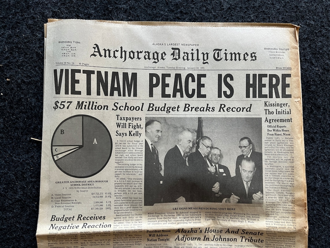 Vietnam War Ends - 1973 Original Vintage Newspaper - Etsy