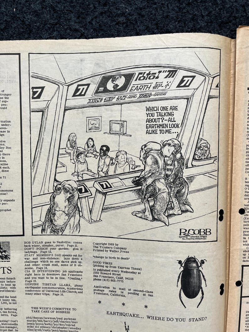 1969 San Francisco Leftist Newspaper Vintage Ephemera Gifts, Vintage ...