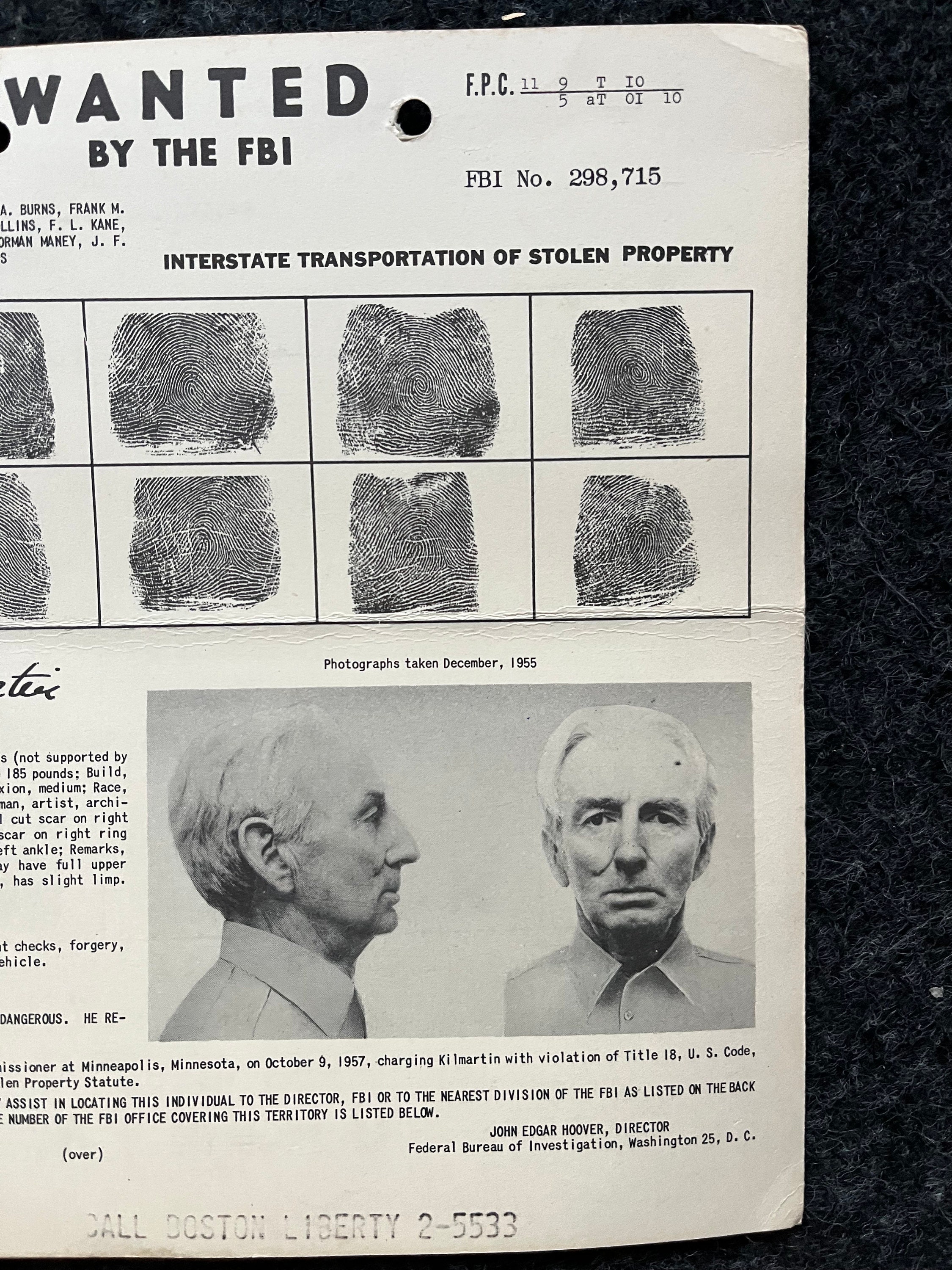 1950s FBI Wanted Poster Vintage Serial Killer Memorabilia - Etsy