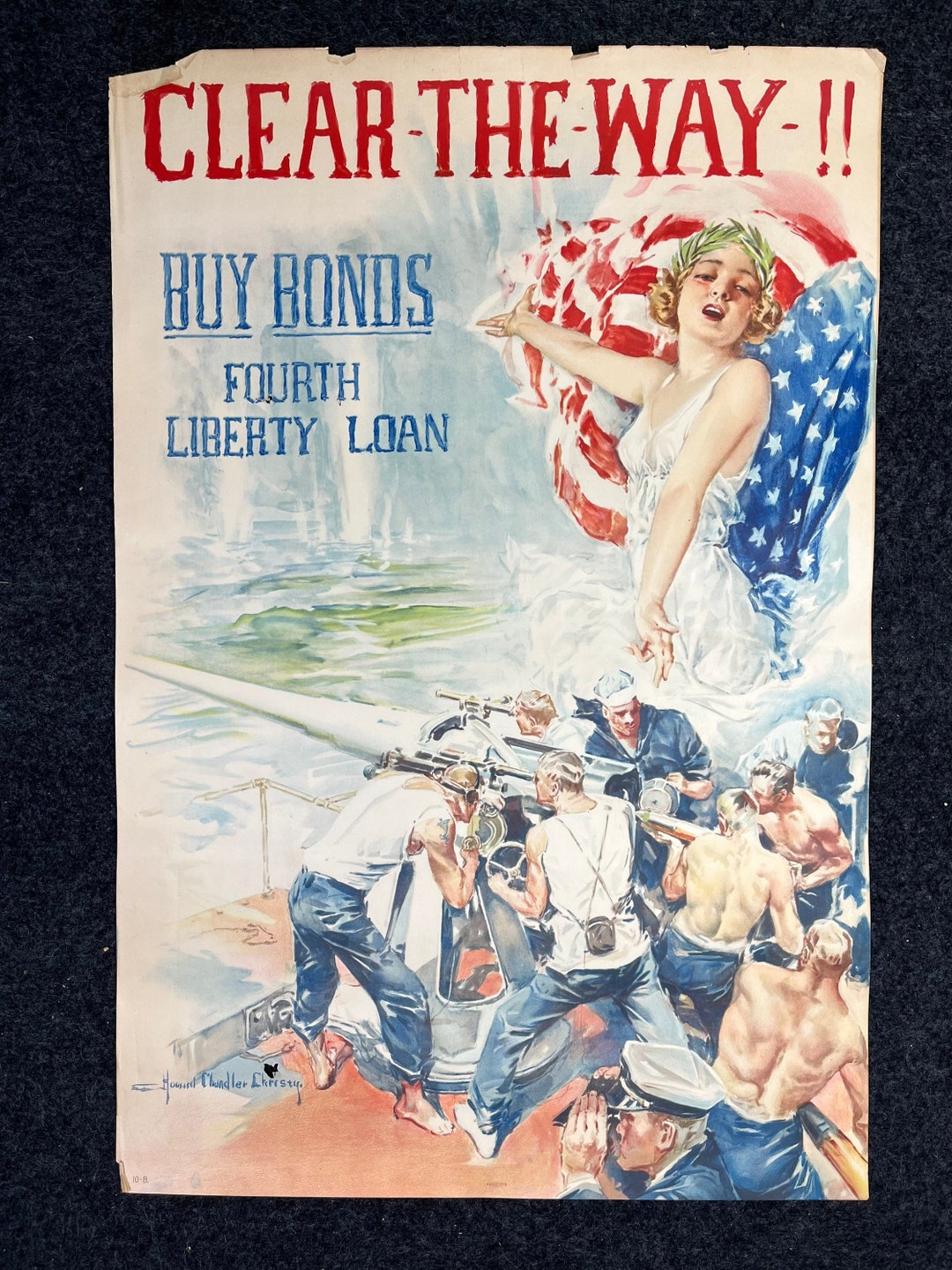 Original WW1 Clear the Way - Lady Columbia - Liberty Bonds Poster ...