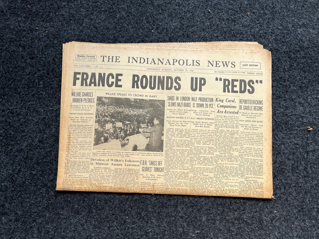 WW2 French Purge of Communists, Fall of France, WW2 Newspaper, Vintage ...