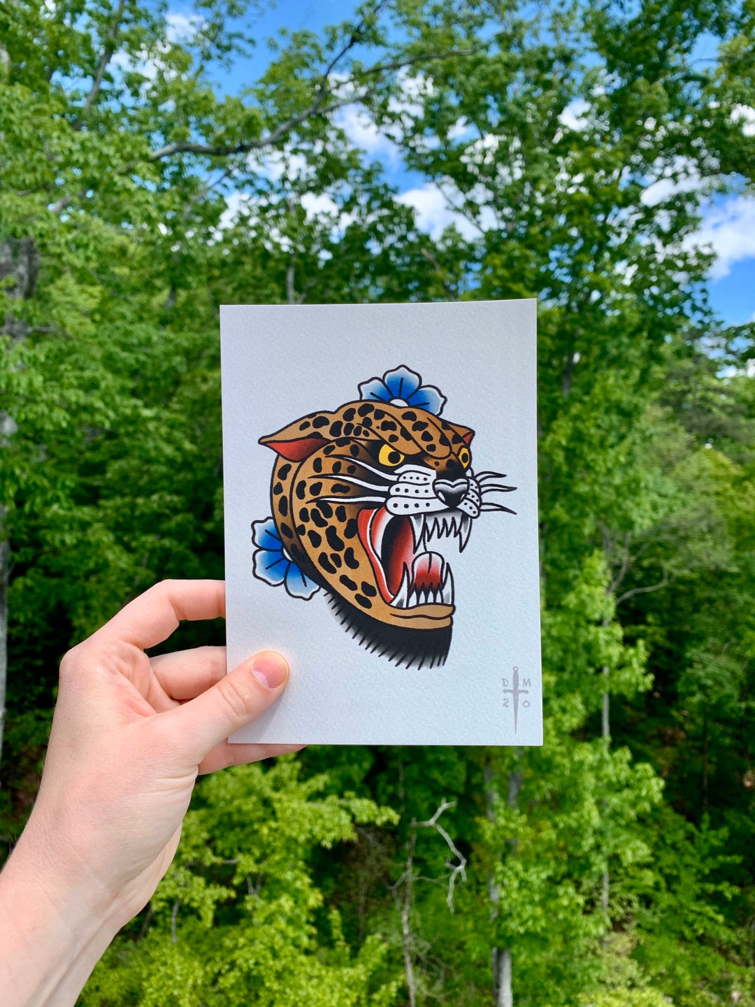 Traditional Leopard Tattoo Art Print - Etsy