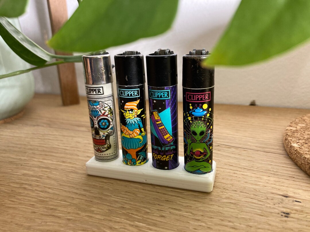 Clipper Lighters Stand, 3D Printed Clipper Lighters Display Stand, 4 Slots Easy-grab Lighter ...