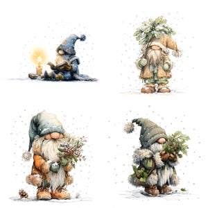 62 Christmas Gnome Clipart, Winter Cozy Snow, Whimsical Holiday Decor ...