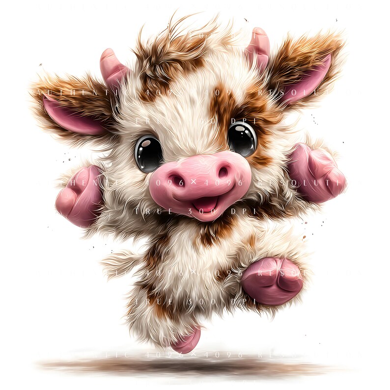 20 Baby Highland Cow Clipart, Cute Calf Farm Animal, Nursery Decor ...