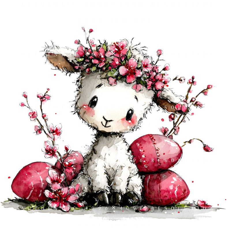 20 Easter Spring Animals Clipart, Whimsical Bunny Lamb Chick Floral ...