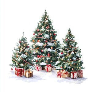 20 Christmas Tree Clipart, Snowy Holiday Evergreens, Cozy Winter Art ...