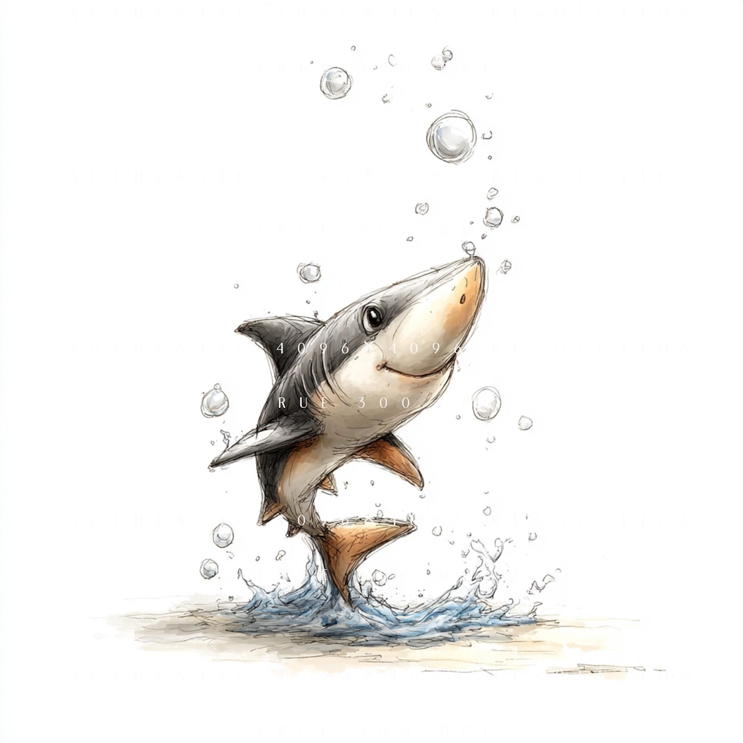13 Whimsical Shark Clipart, Ocean Animal Illustration, Underwater Sea ...
