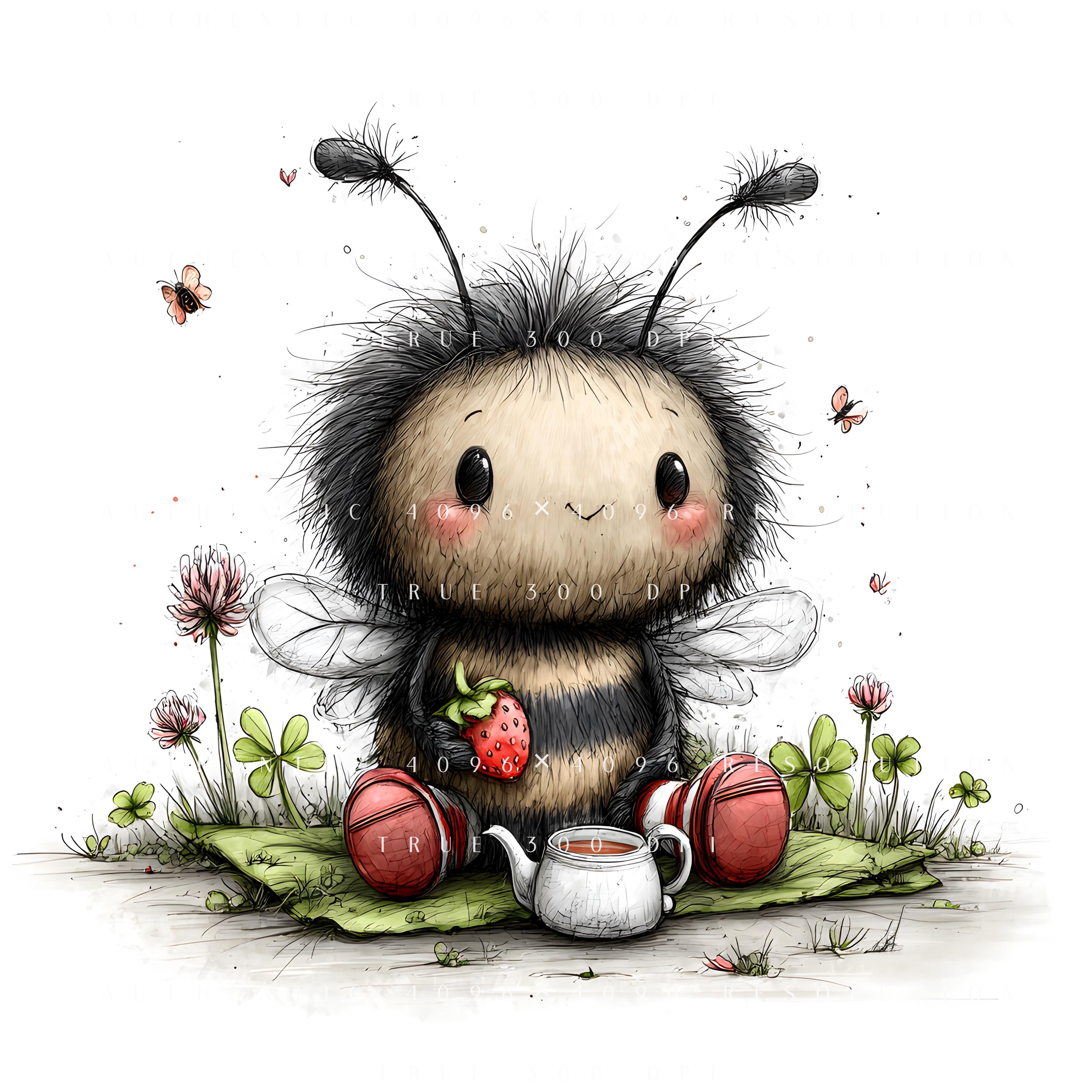 35 Whimsical Floral Bee Clipart, Cute Garden Bumblebee Decor, Printable ...