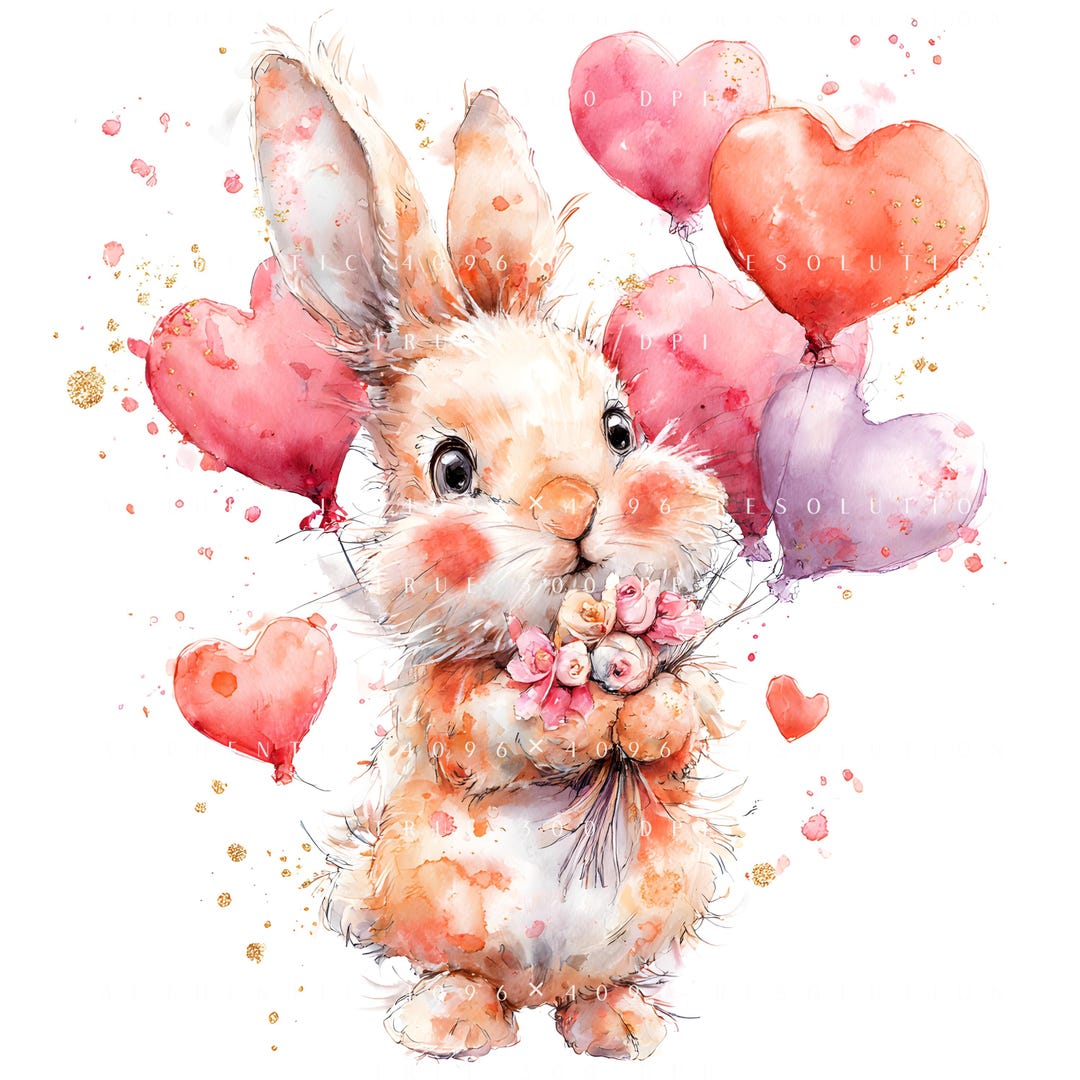 20 Valentine Bunny Clipart, Cute Love Rabbits, Sweet Romantic Moments ...