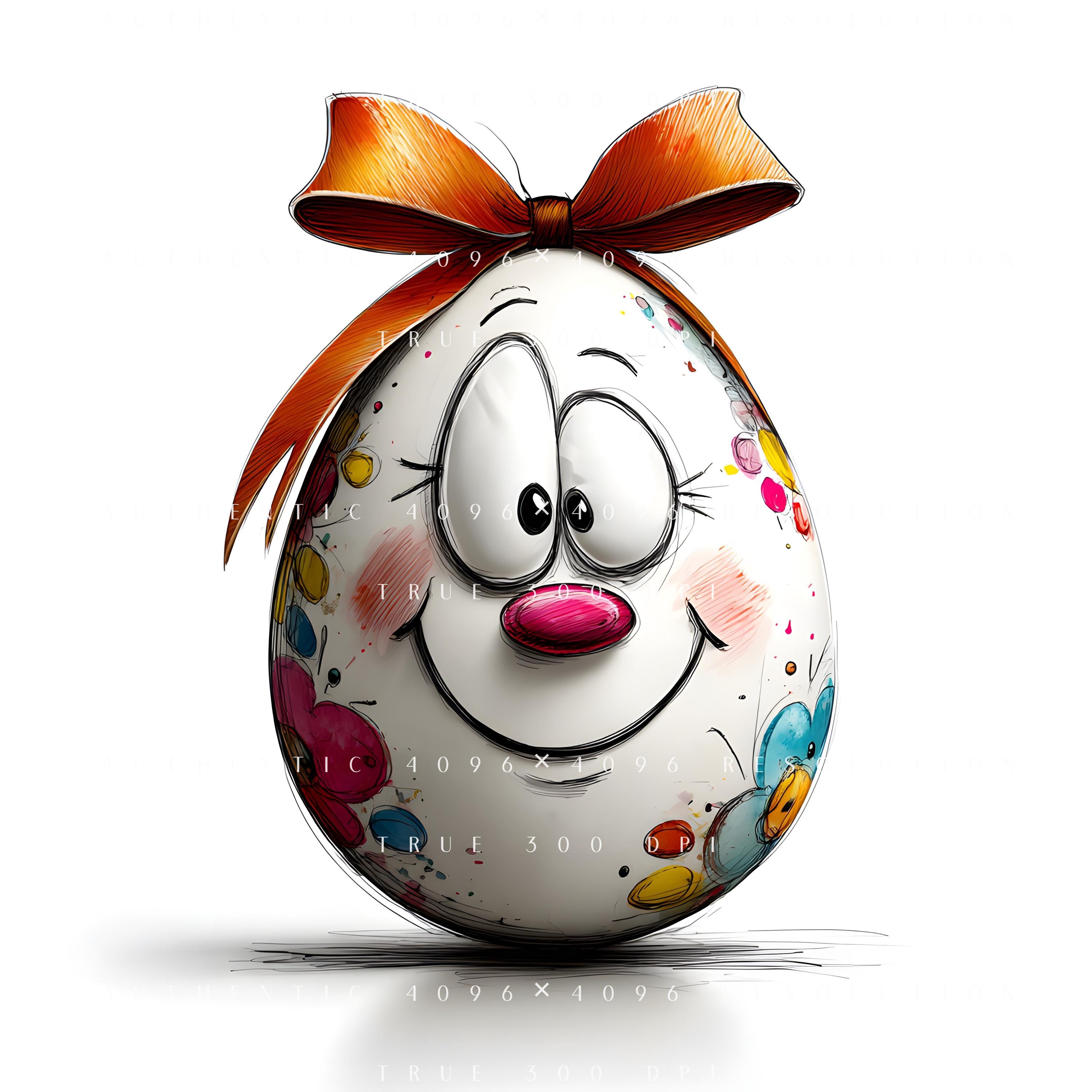15 Whimsical Easter Eggs Clipart, Funny Smiling Egg, Cute Spring Art ...