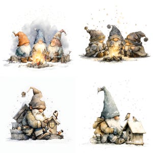 62 Christmas Gnome Clipart, Winter Cozy Snow, Whimsical Holiday Decor ...