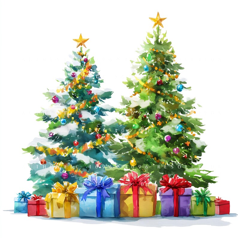 20 Christmas Trees Clipart, Snowy Holiday Evergreens, Cozy Winter Decor ...