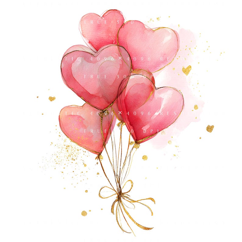 30 Valentine Heart Balloon Clipart, Romantic Love Art Soft Pink Decor ...