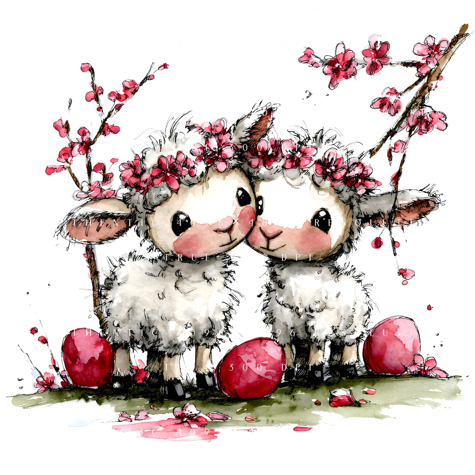 20 Easter Spring Animals Clipart, Whimsical Bunny Lamb Chick Floral ...