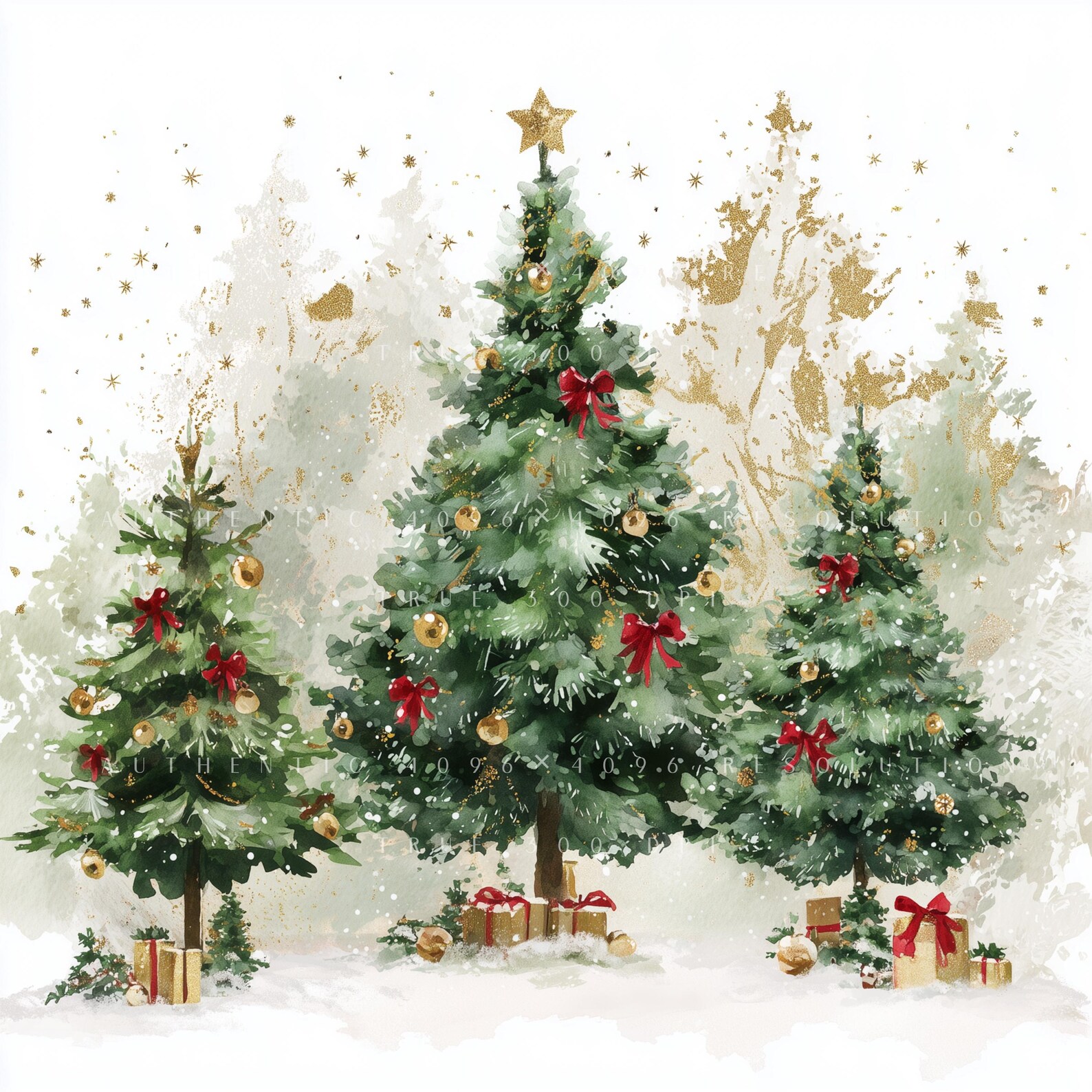 20 Watercolor Christmas Tree Clipart Set, Holiday Art Bundle (20 Jpgs ...