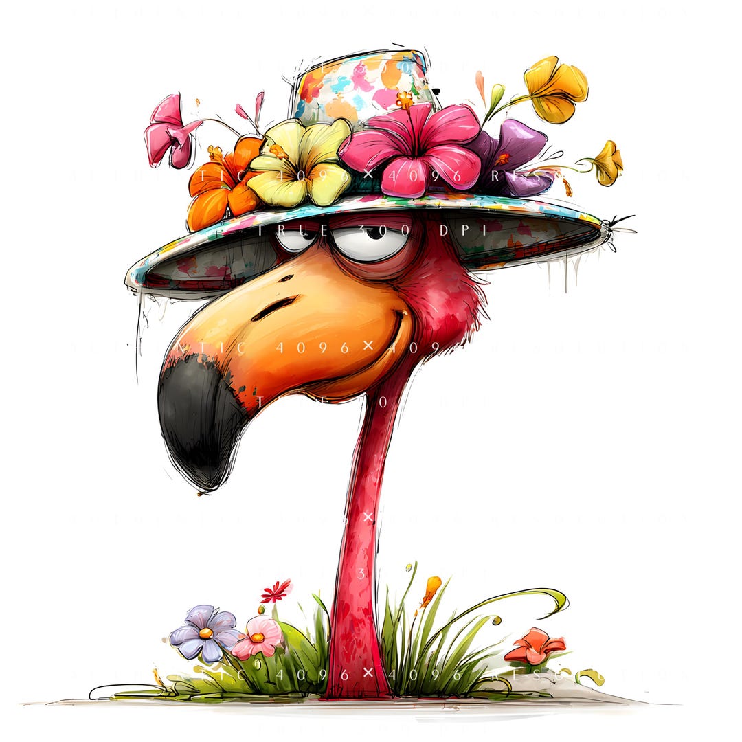 18 Whimsical Pink Flamingo Clipart, Cute Tropical Birds, Summer Nursery ...