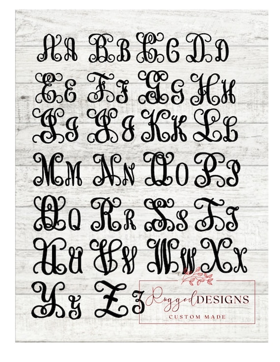 Thick Vine Monogram SVG File Font Glowforge Ready Laser Cut - Etsy