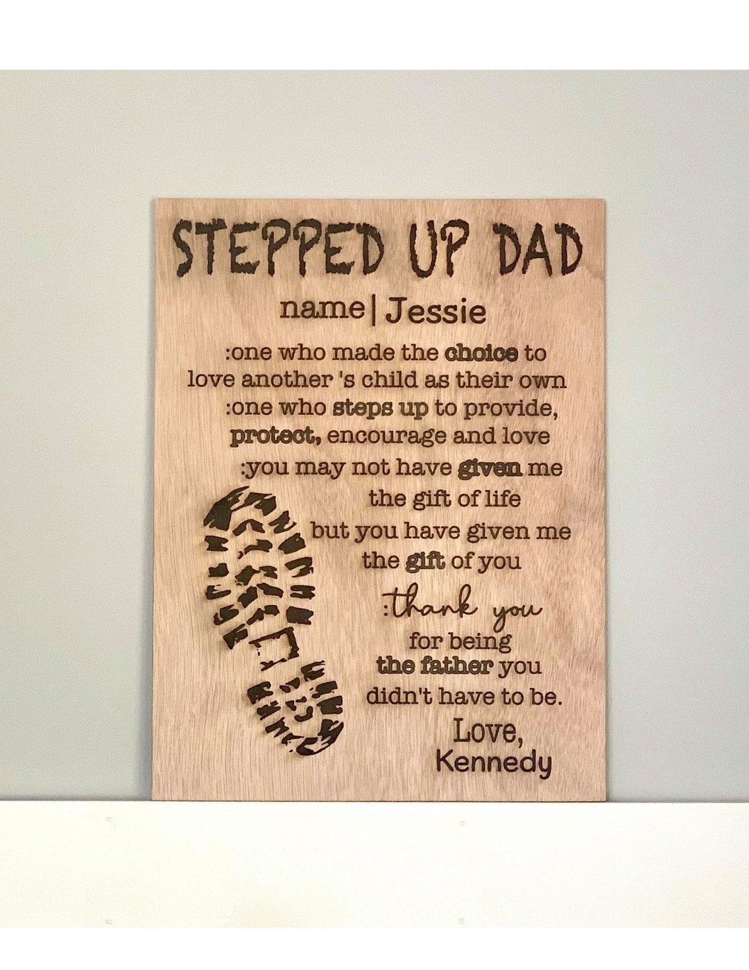 Stepped up Dad Wooden Engraved Plaque Father's Day Gift for Step Dad ...