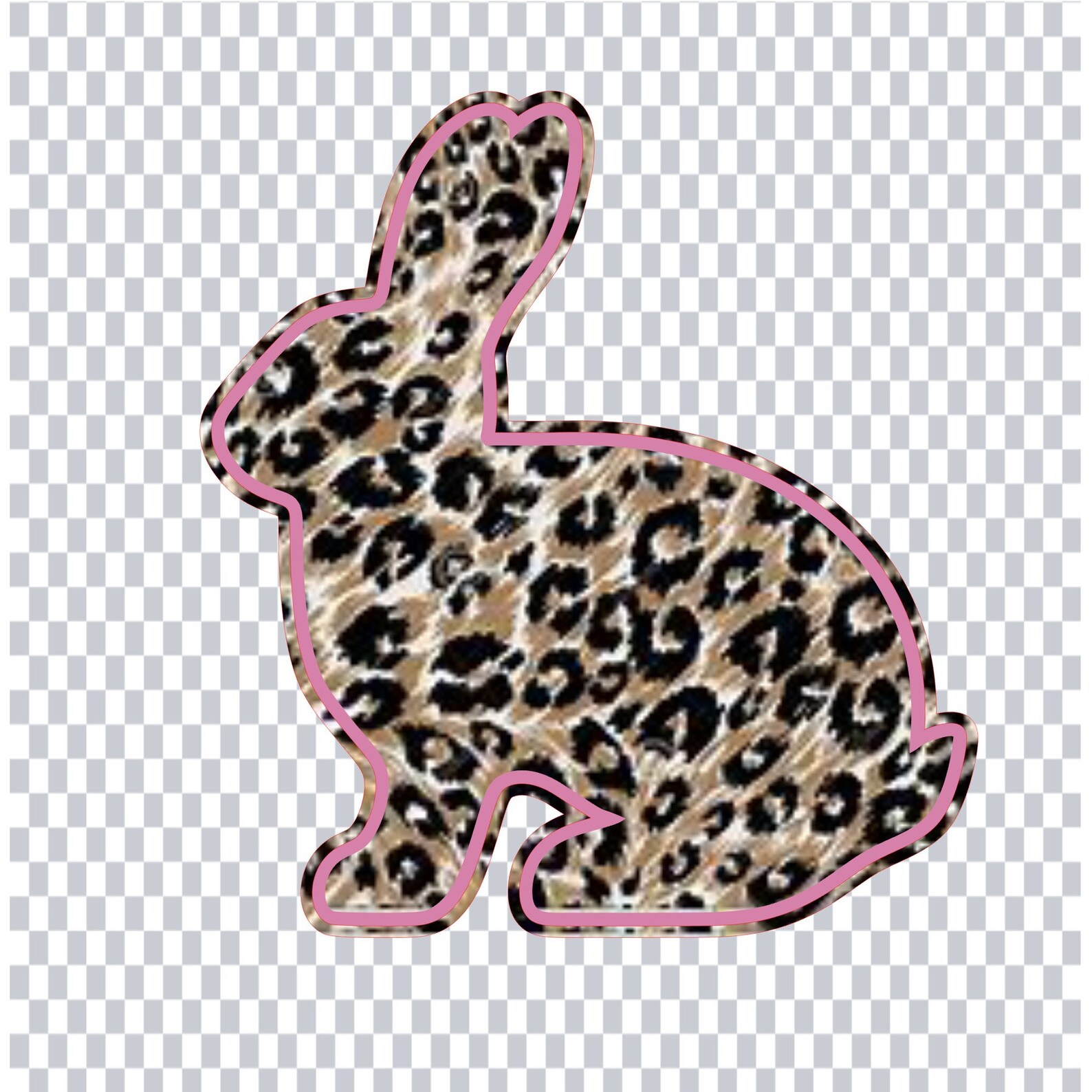 Simple Rabbit Cheetah Print Pink Outline Leopard Print Rabbit - Etsy