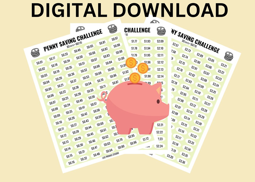 Penny Saver Challenge Savings Tracker, Printable Savings Organizer ...